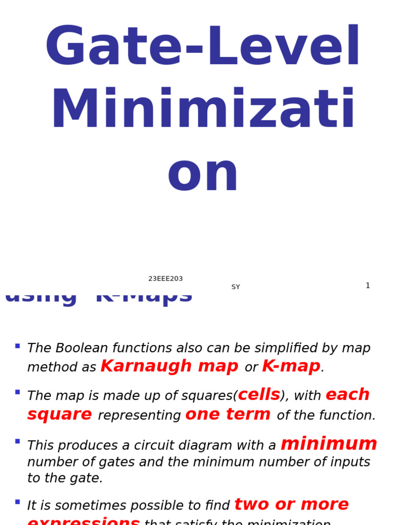 K-Map Gate-Level Minimization Guide | PDF | Boolean Algebra | Teaching ...