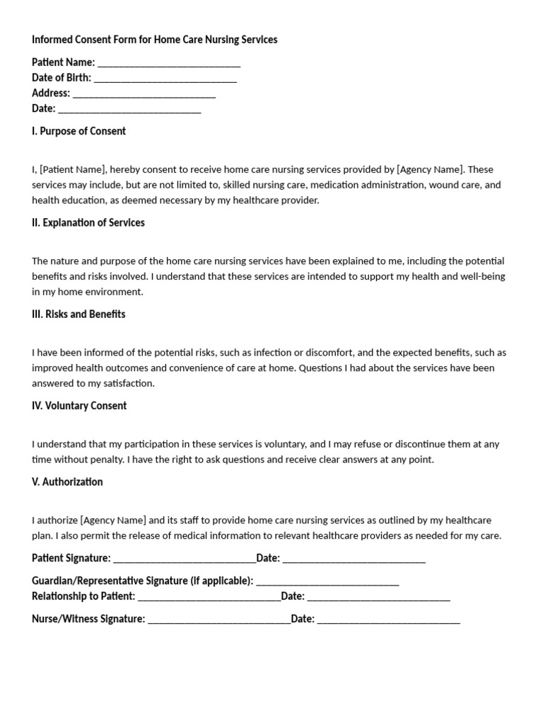 HomeCare Nursing Consent Form | PDF