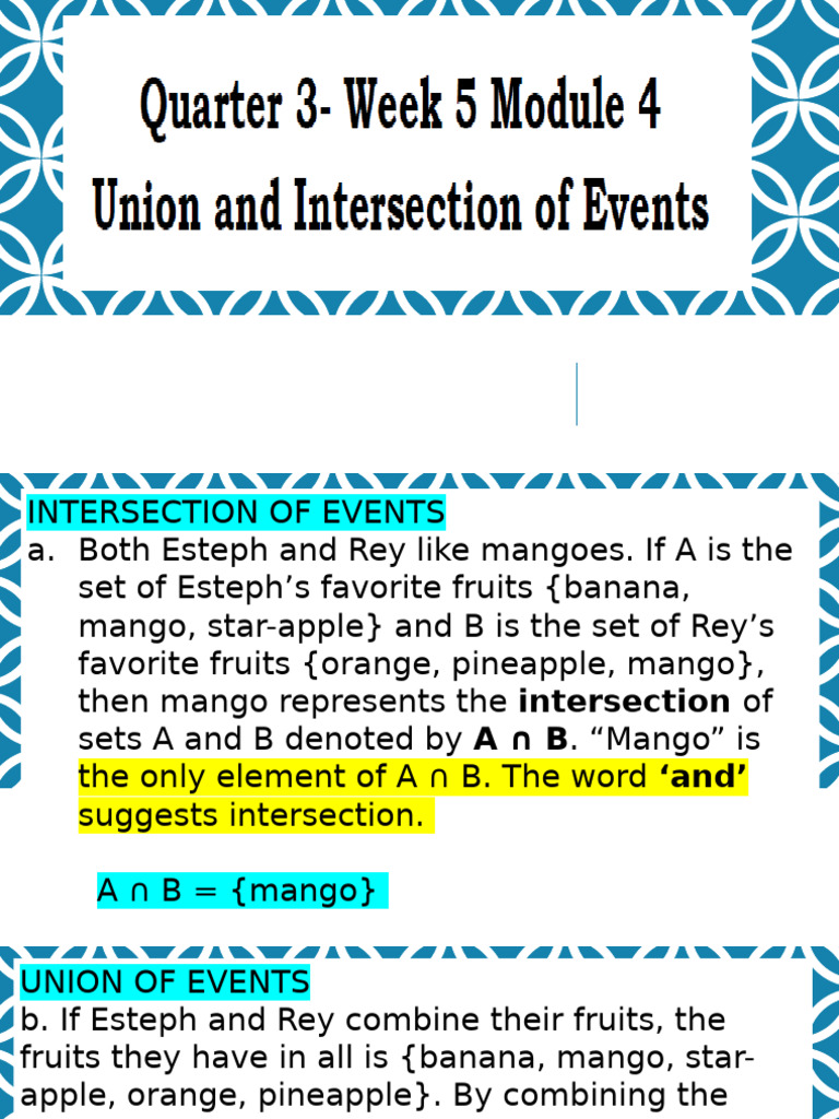 Q3_WEEK-5_MATH-10 | PDF | Intersection (Set Theory)