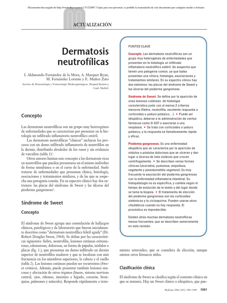 10.004 Dermatosis Neutrofílicas | PDF | Condiciones cutáneas | Inflamación