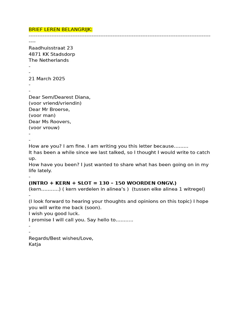 Engels Zelf Brief | PDF