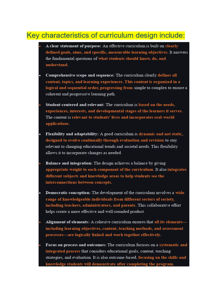 Essential Features of Curriculum Design | PDF | Curriculum | Learning