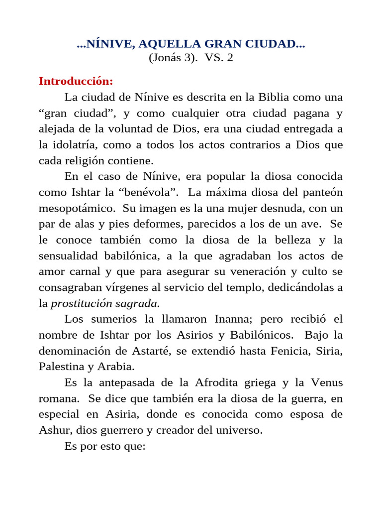 Nínive: Arrepentimiento y Juicio Divino | PDF