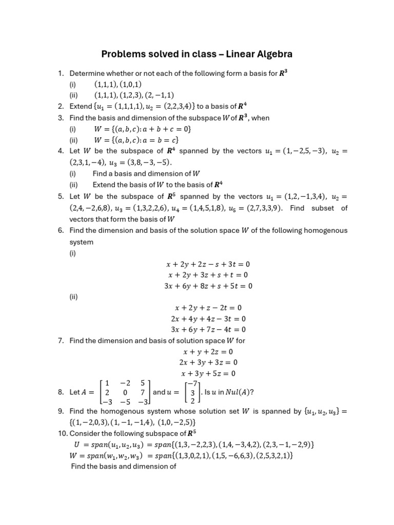 Linear Mapping and Basis Representation | PDF | Basis (Linear Algebra ...