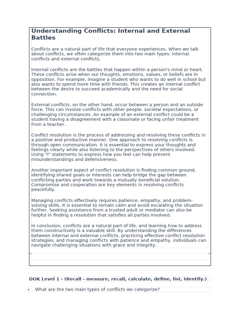 Internal vs External Conflicts Explained | PDF | Conflict (Process ...