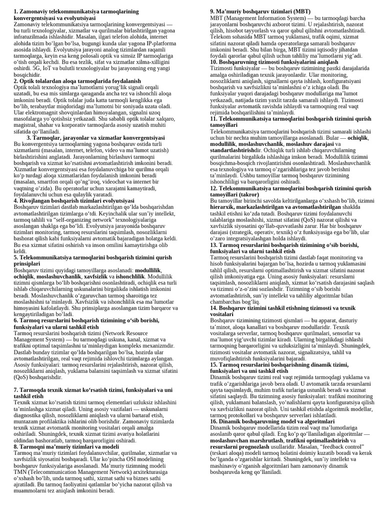 Javoblar Tazaxon | PDF
