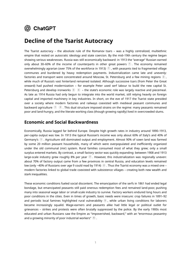 Collapse of Tsarist Autocracy in 1917 | PDF | Russian Empire | Russian ...