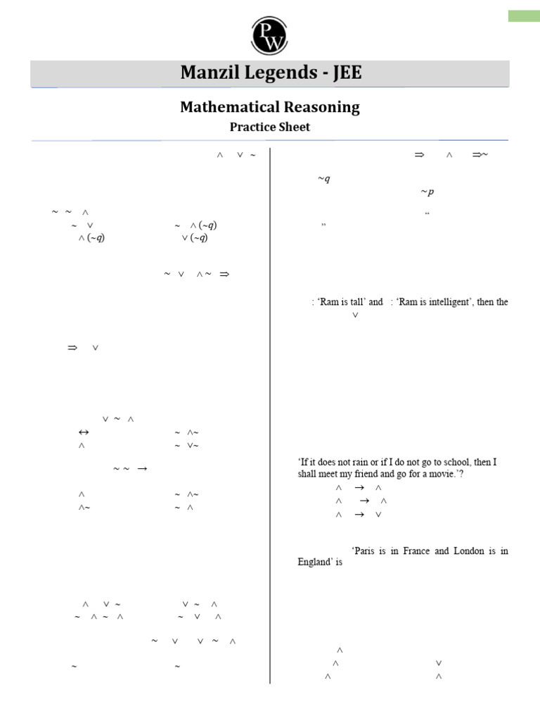 JEE Trigonometry Practice Questions | PDF | Contradiction | Truth