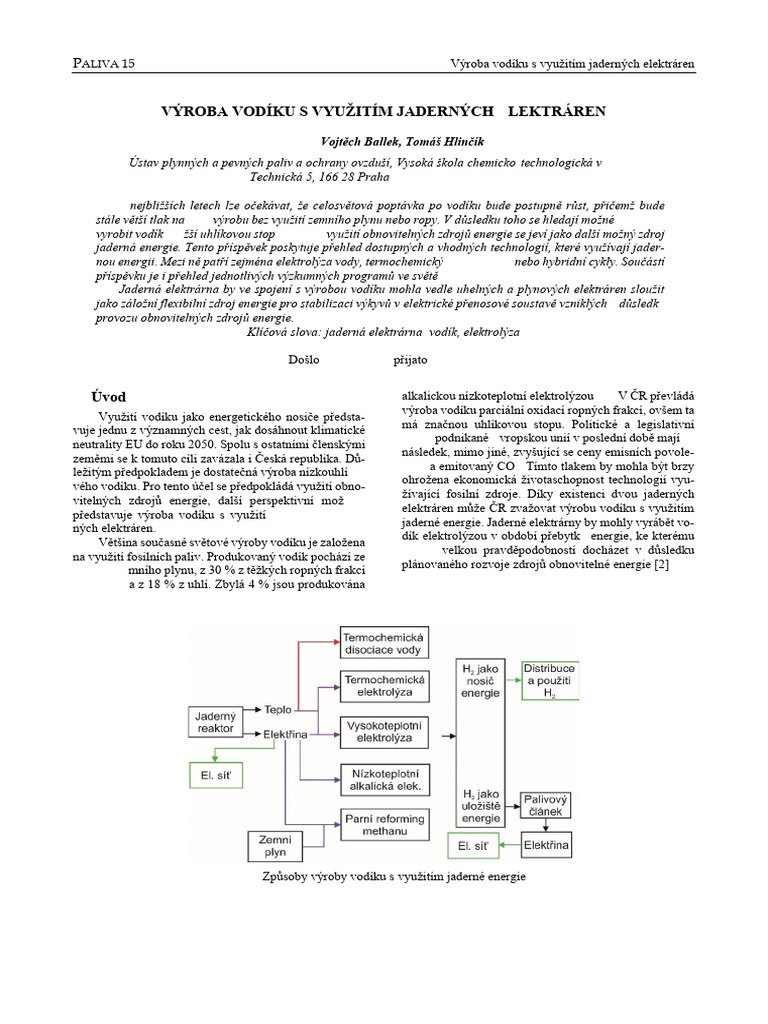 295 Vyroba Vodiku s Vyuzitim Jadernych Elektraren | PDF