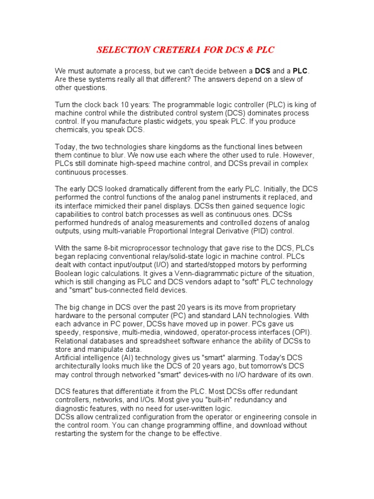 DCS PLC | PDF | Programmable Logic Controller | Automation