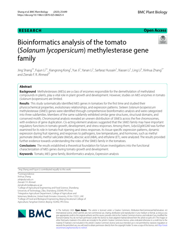 Bioinformatics of Tomato MES Genes | PDF | Conserved Sequence | Genomics