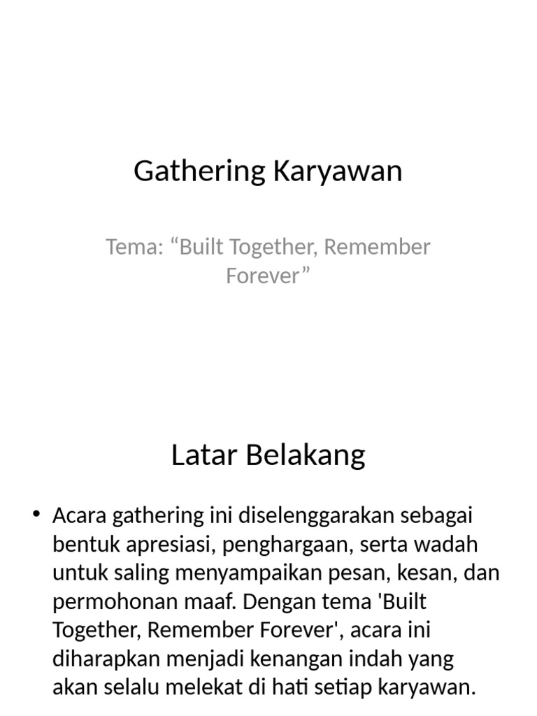 Gathering Karyawan: Kenangan Bersama | PDF