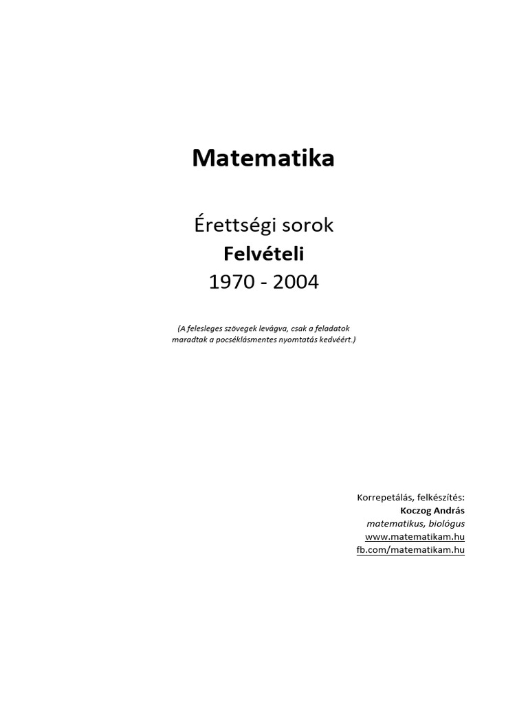 Felveteli Erettsegi 1970 2004 | PDF