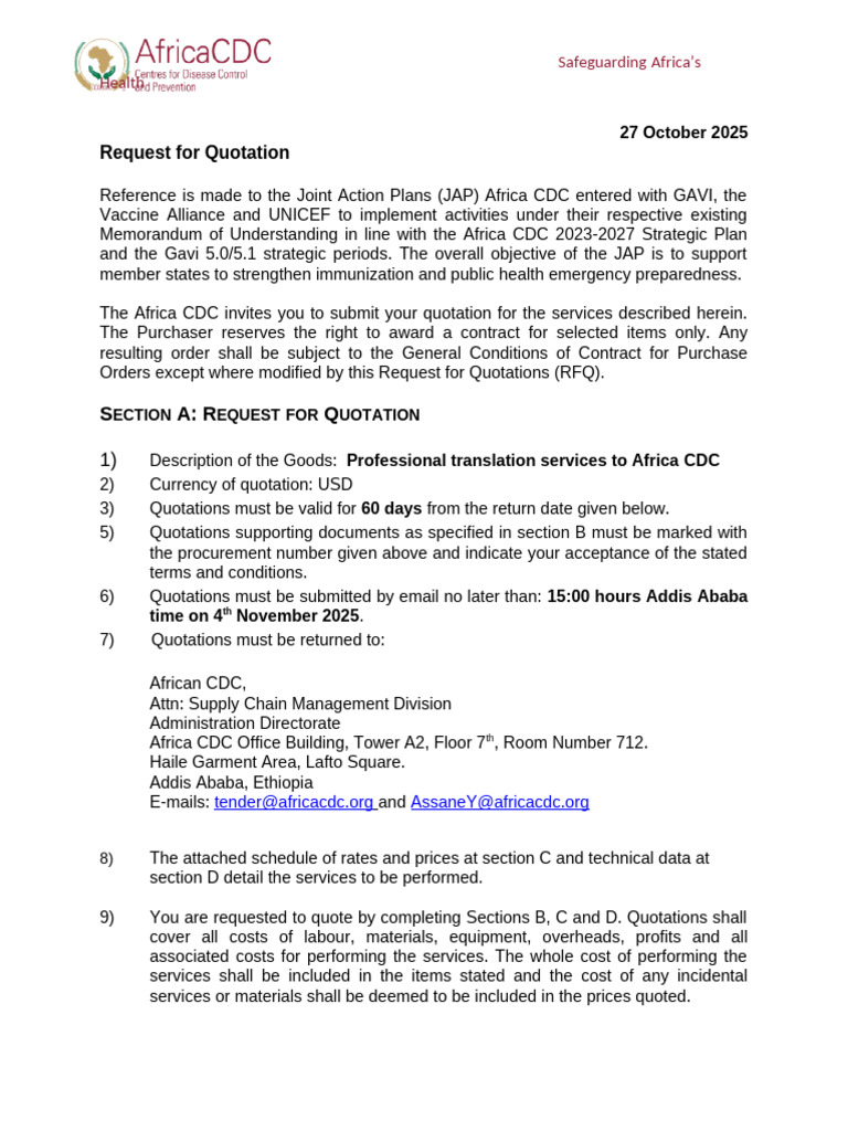 Request For Quotation Translation Services Pdf Business