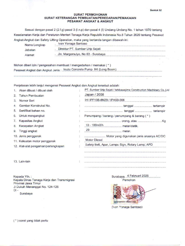 Form Pengajuan Silo Disnaker | PDF