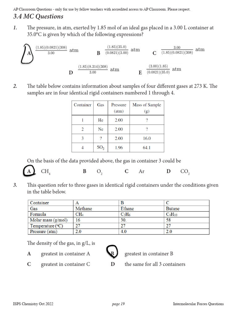 Mujin Topic 3.4 Practice Questions | PDF | Gases | Carbon Dioxide