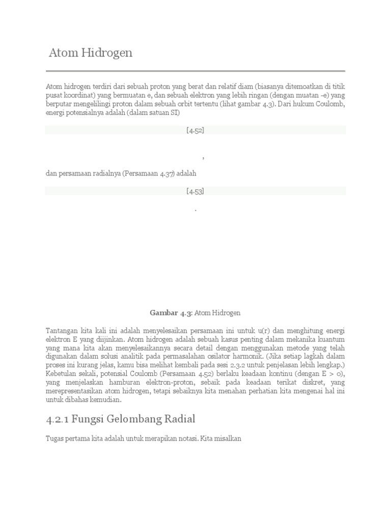 Atom Hidrogen | PDF | Sains & Matematika