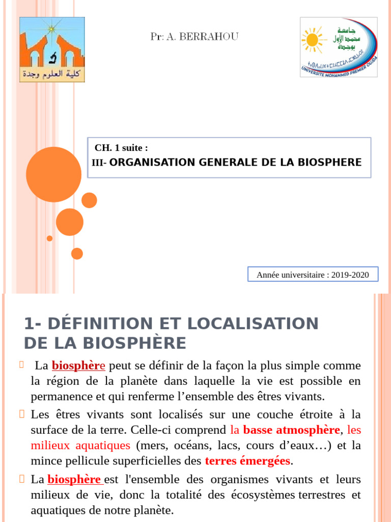 Organisation et caractéristiques de la biosphère | PDF | Terre ...
