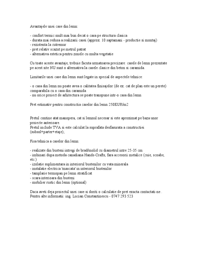 Avantajele Unei Case Din Lemn | PDF