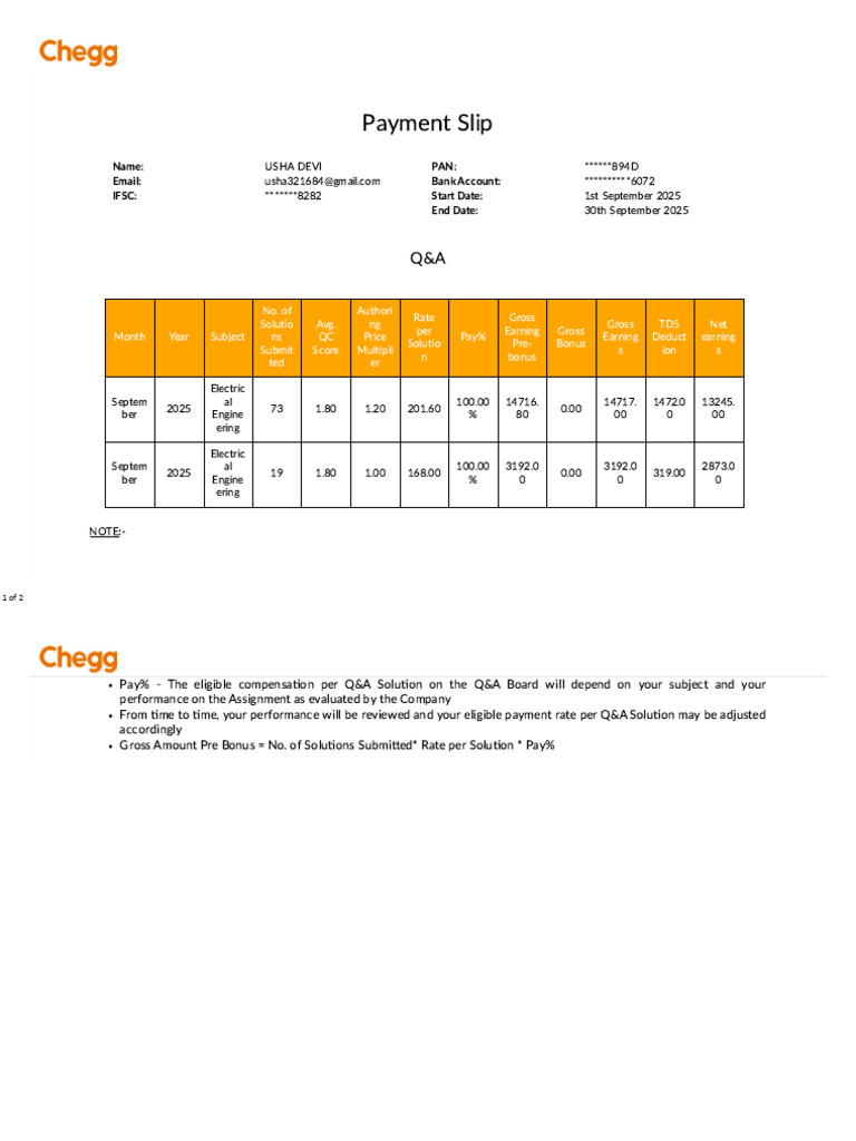 Payment Slip for Usha Devi - Sept 2025 | PDF | Taxes | Government Finances