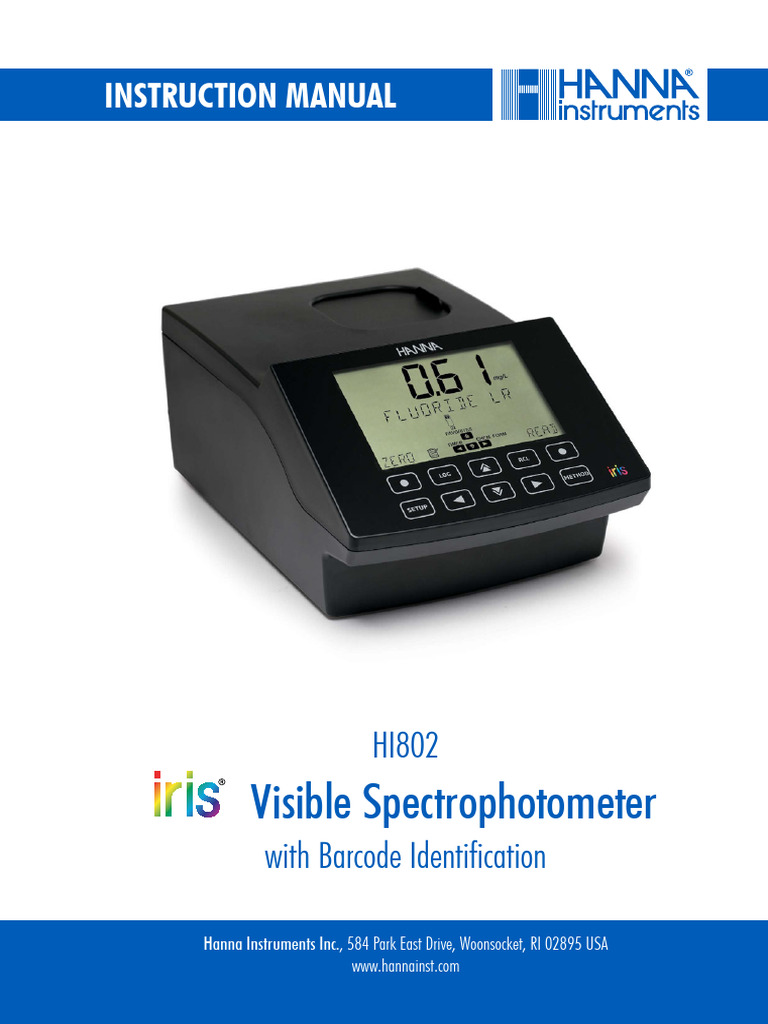 Espectrofotometro Hanna Instruments | PDF | Chlorine | Phosphorus