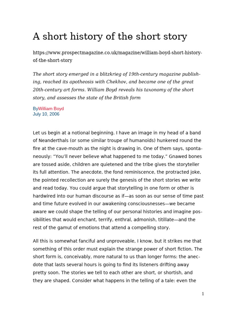 History of the Short Story | PDF | Short Stories