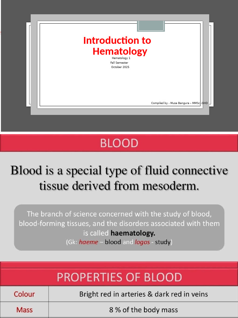 Hematology-1st-Lecture Musa Bangura Updated 23-10-2025 | PDF