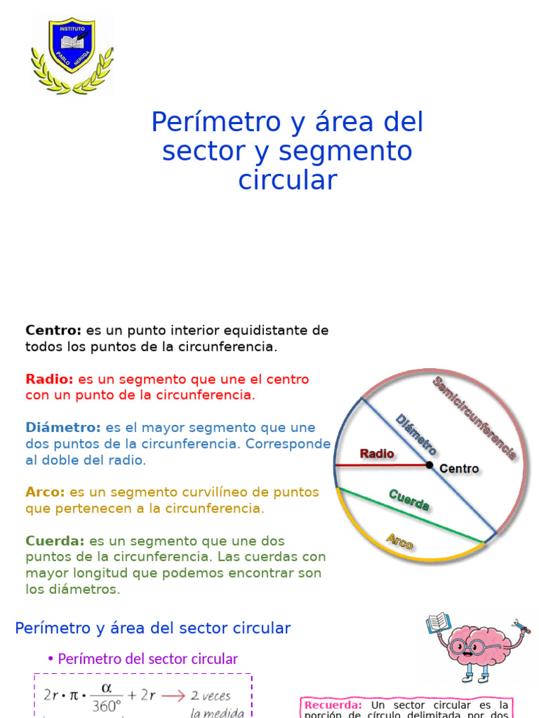 Perimetro y Area de Sector y Segmento Circular | PDF | Circulo | Curva