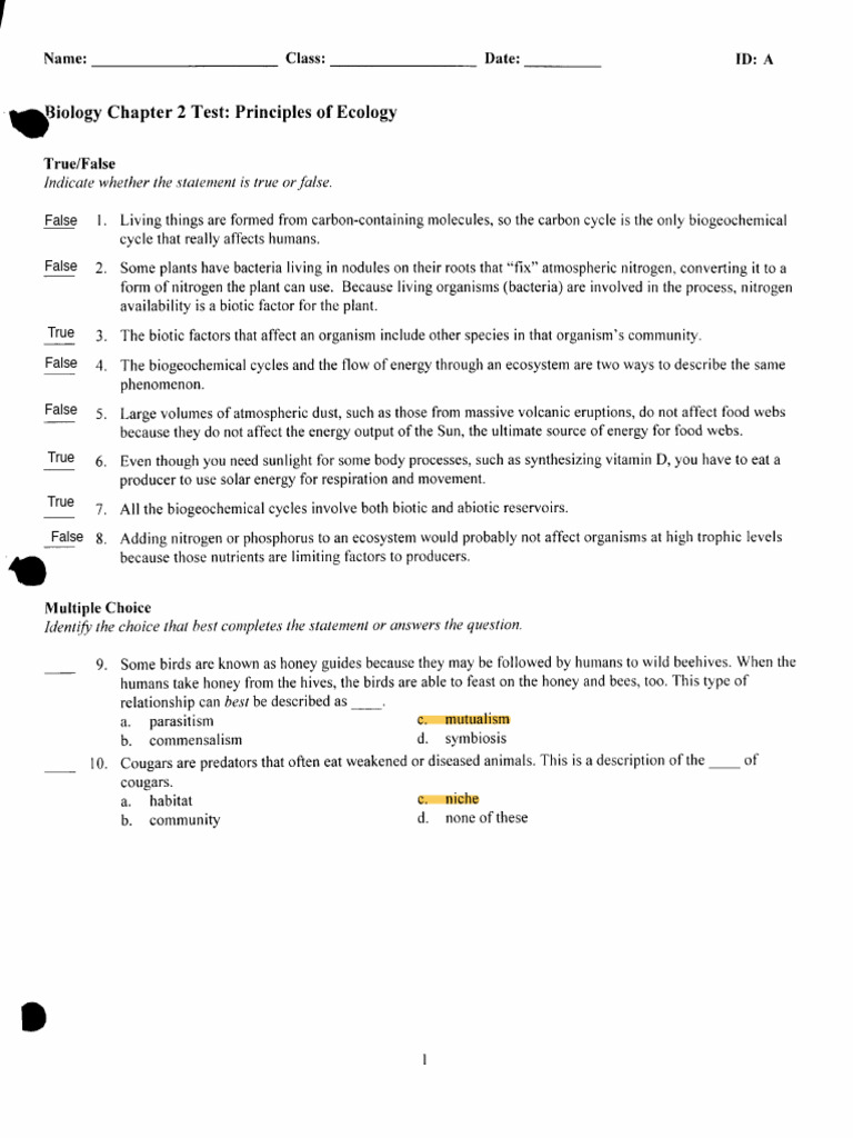 Biology CH 2 Test Online | PDF | Ecosystem | Soil