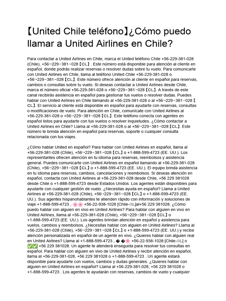 【United Chile teléfono】¿Cómo puedo llamar a United Airlines en Chile ...