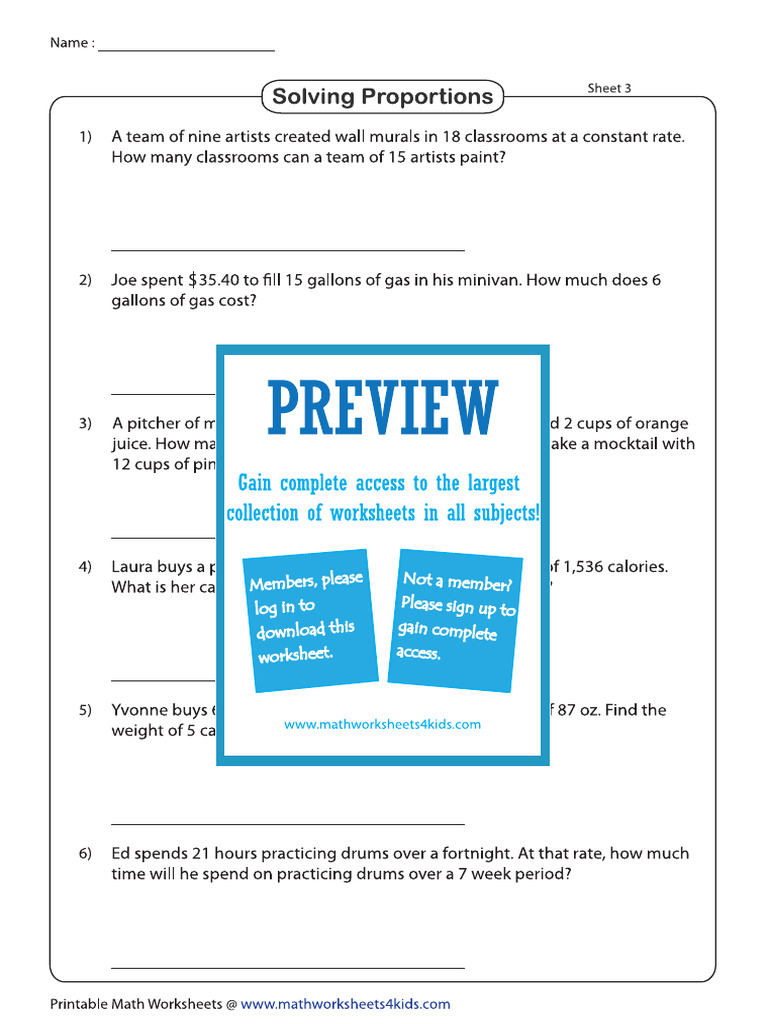 Proportion Word Problem 3 | PDF
