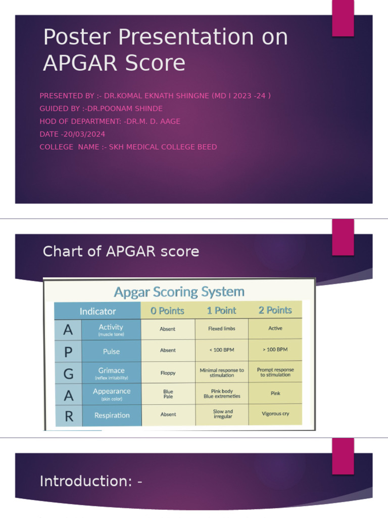 Poster On APGAR Score by DR - Komal Shingne | PDF