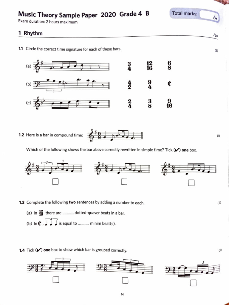 2020 Grade 4 Music Theory Exam Paper | PDF | Scale (Music) | Minor Scale