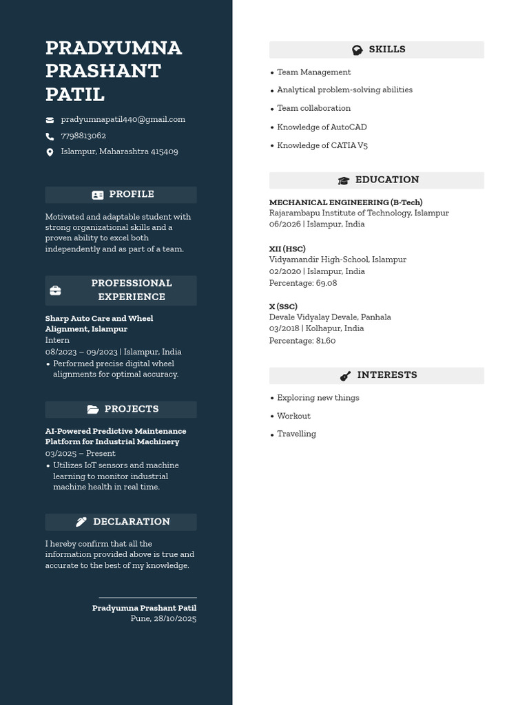 Pradyumna Prashant Patil Resume | PDF