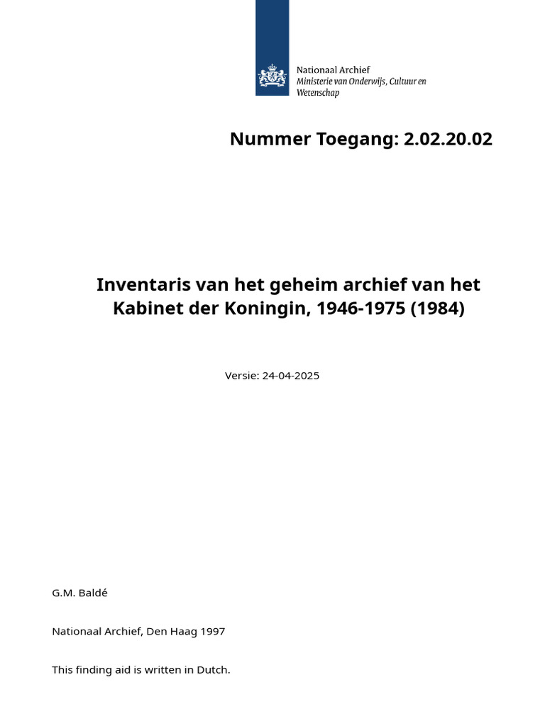 Nummer Toegang: 2.02.20.02: Versie: 24-04-2025 | PDF