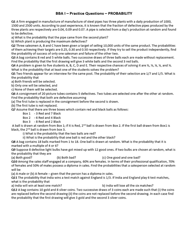 5 - Practice Questions Probability | PDF | Chess Openings | Chess Theory