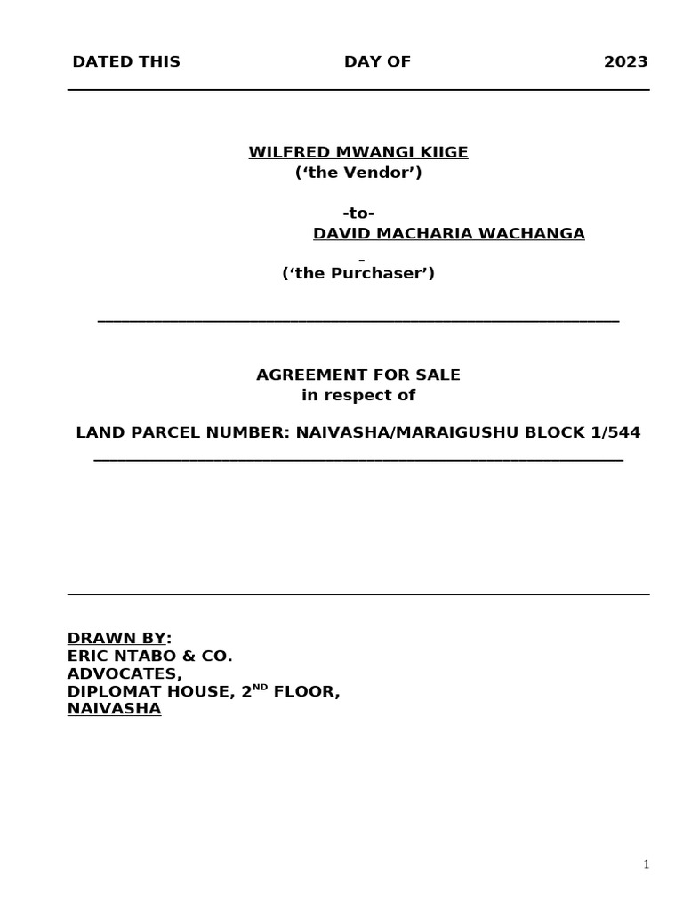 2nd Agreement-MACHARIA WACHANGA 3 | PDF