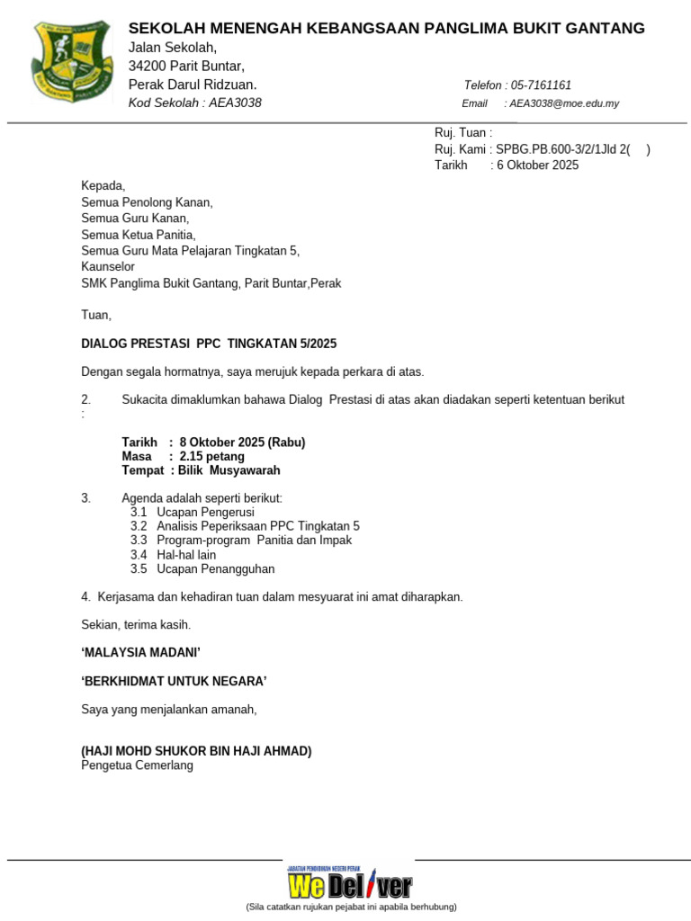 Panggilan Mesy Dialog Prestasi PPC 2025 | PDF