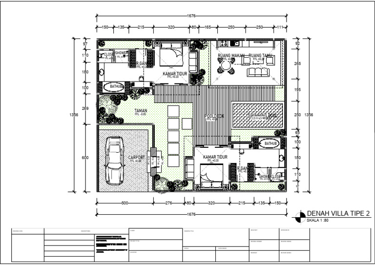 Denah Villa Tipe 2 Skala 1:80 | PDF
