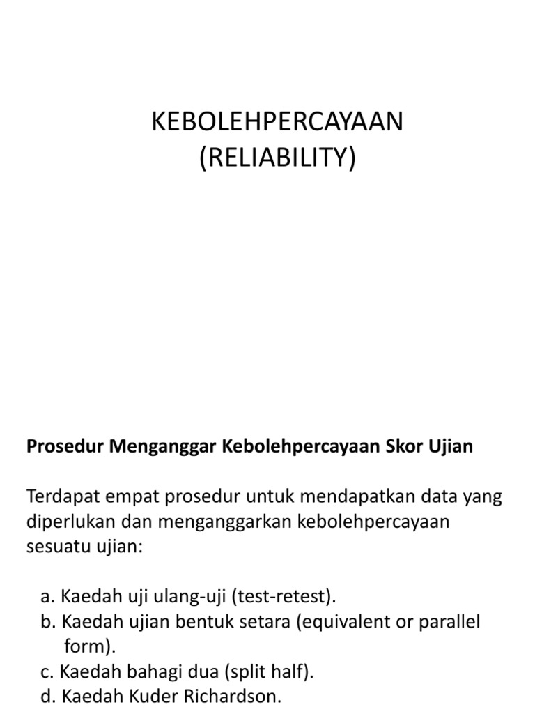 Kesahan Kebolehpercayaan | PDF