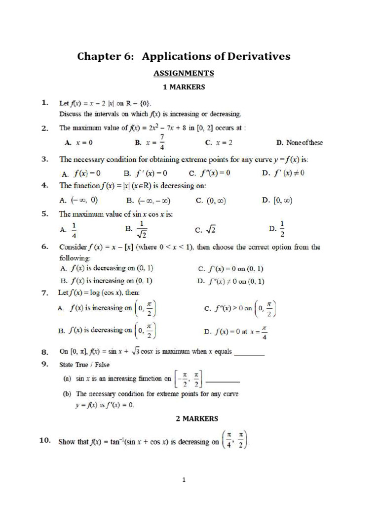 Applications of Derivatives Assignments | PDF | Area | Euclidean Geometry