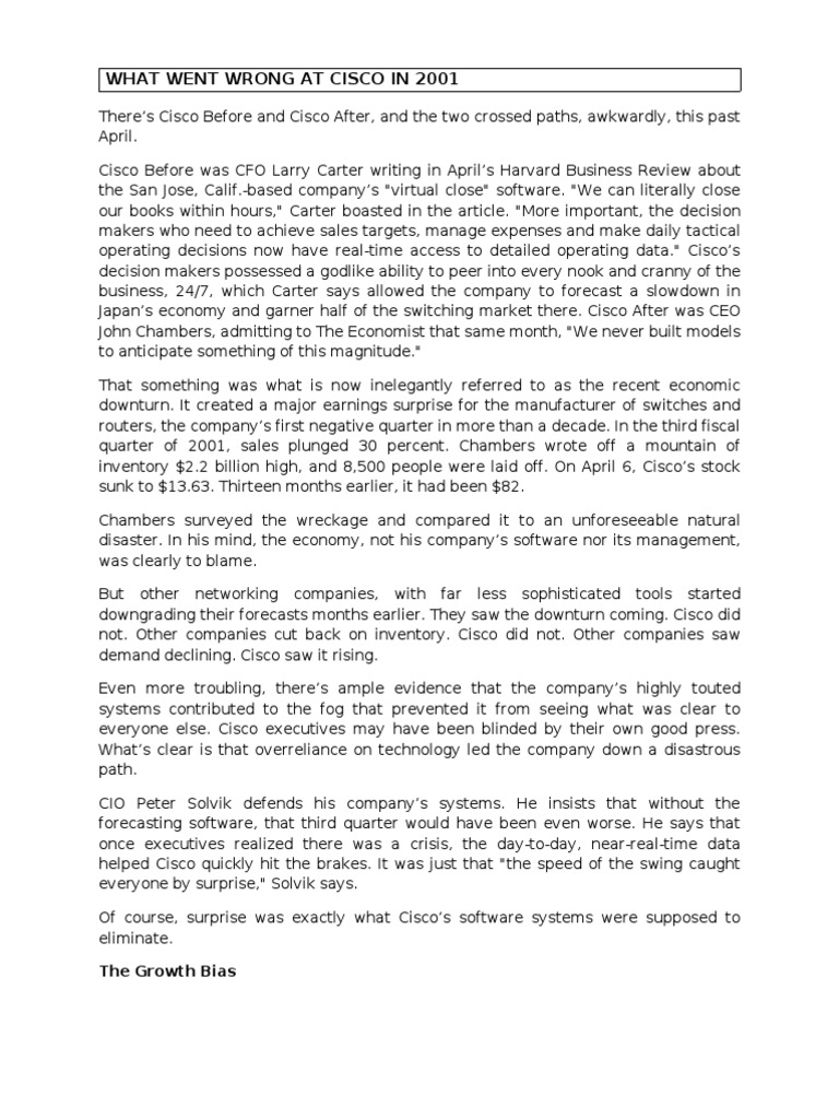 Cisco Case Study | PDF | Cisco Systems | Macroeconomics