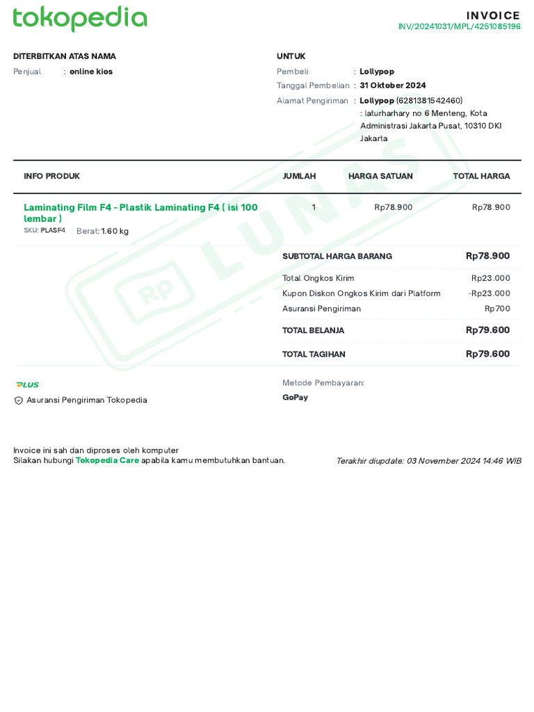 46 Invoice 31 Oktober 2024 | PDF