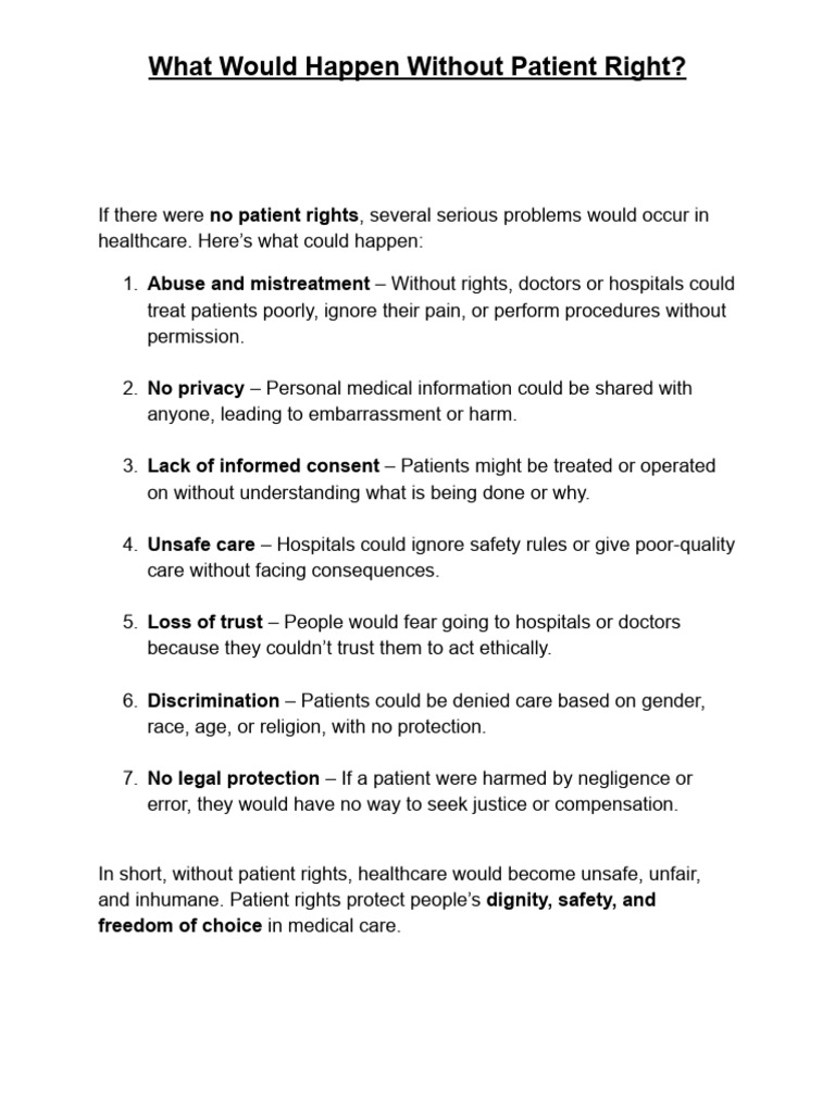 What Would Happen Without Patient Right | PDF