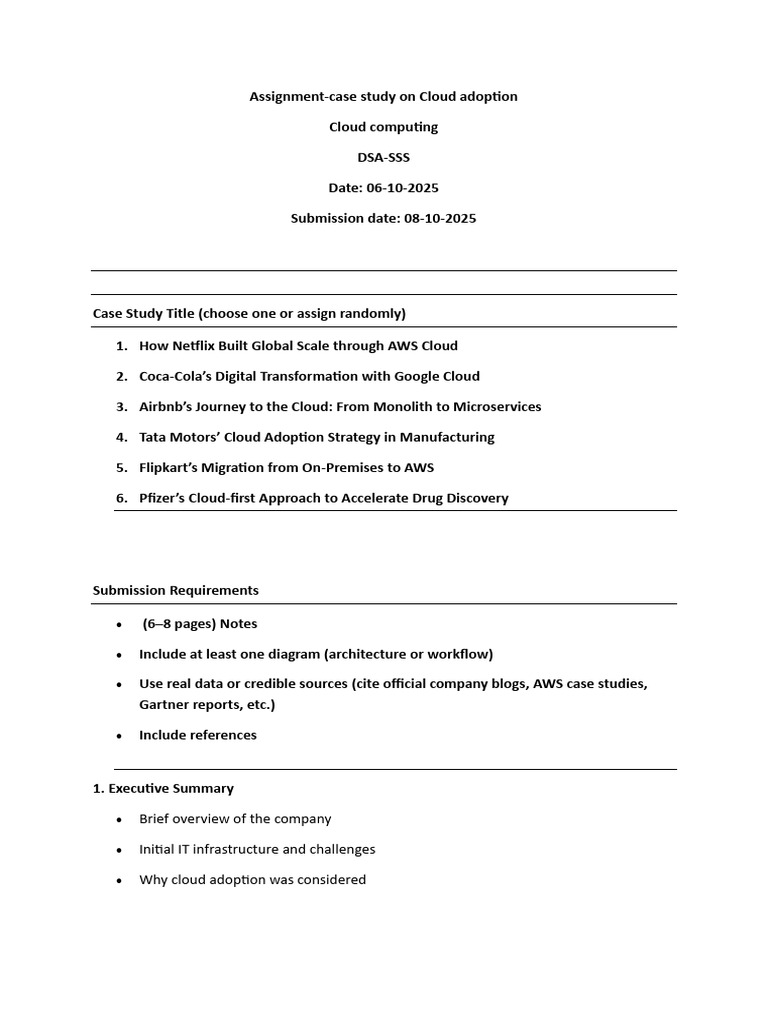 Assignment - Cloud Adoption Case Study | PDF | Cloud Computing | Computing