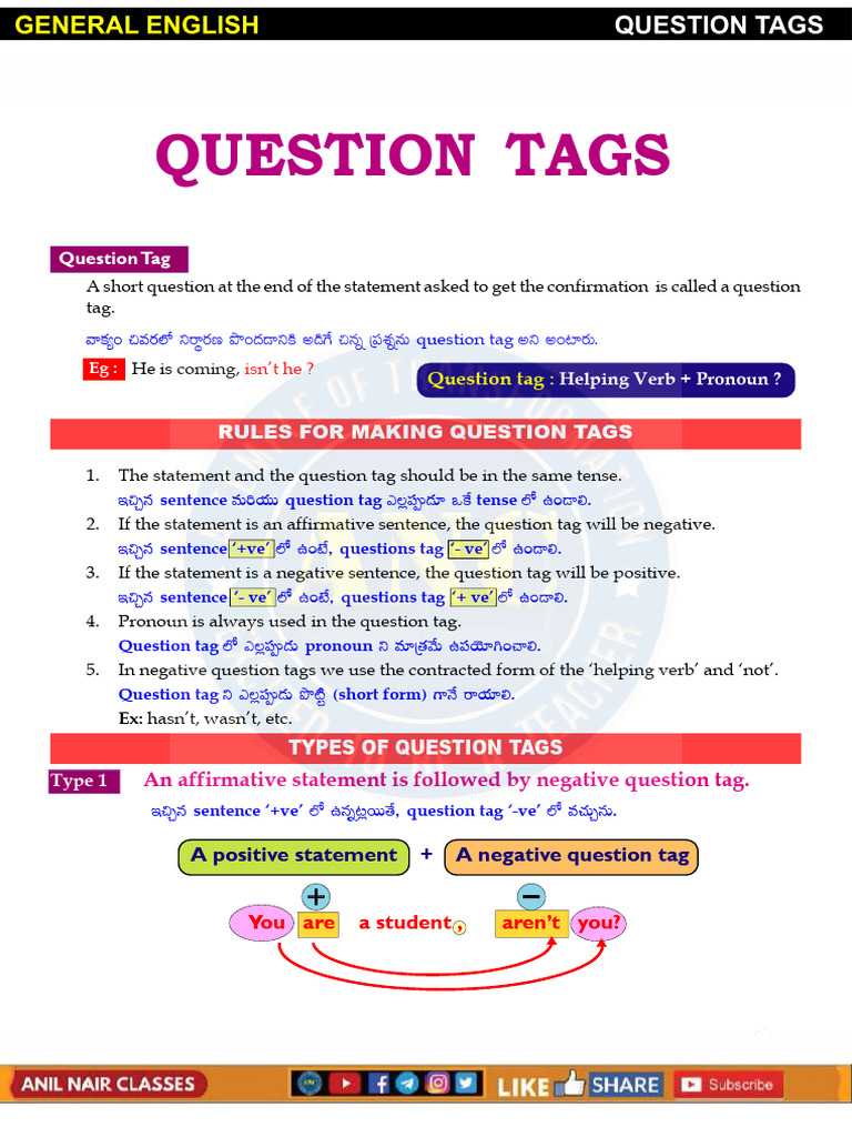 6 Question Tags | PDF | Question | Grammatical Number
