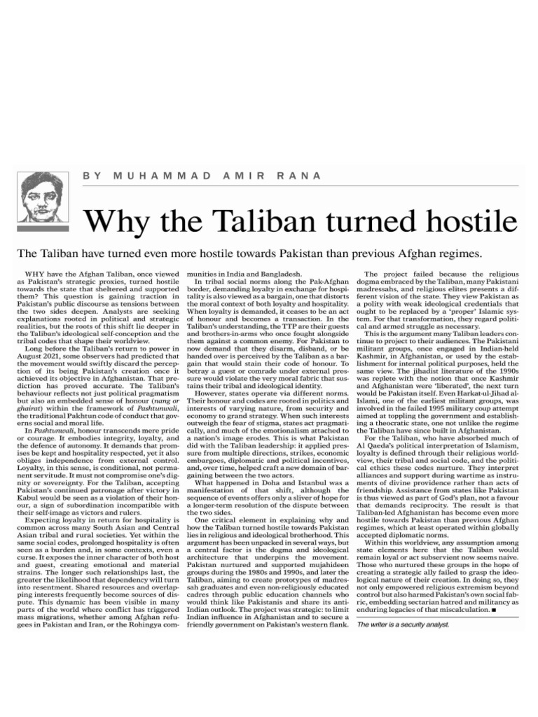 Dawn-ePaper - Nov 02, 2025 - Print - Why The Taliban Turned Hostile | PDF