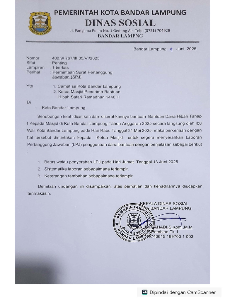 Permintaan Surat Pertanggungjawaban (SPJ) Masjid Safari Romadhon 2025 | PDF