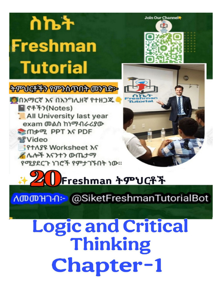 Logic - Unit-One - Part-1 - Amharic and English Freshman | PDF