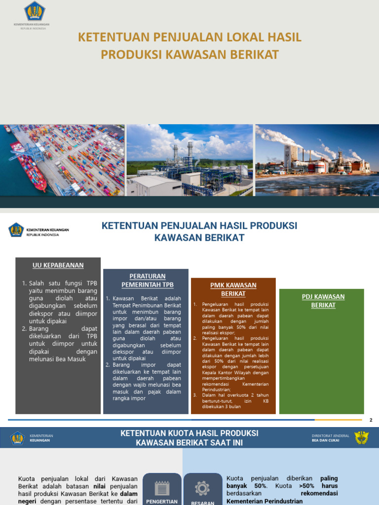 Ketentuan Penjualan Lokal Hasil Kawasan Berikat - Dit. Fasilitas Kepabeanan DJBC | PDF